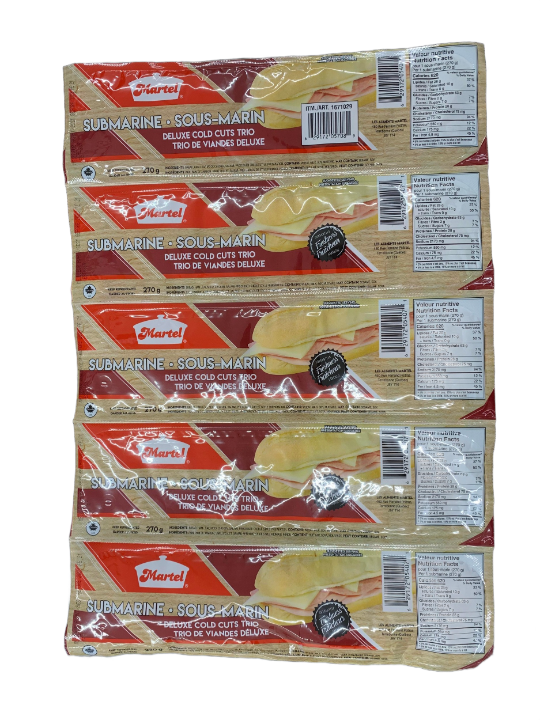 Martel Deluxe Cold Cut Trio Sub Sandwich, 5 x 270 g – Clarenville Co-op
